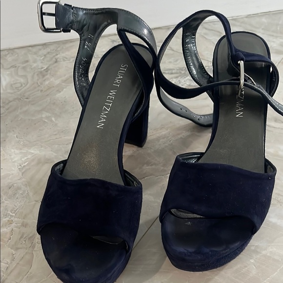 Stuart Weitzman | Shoes | Stuart Weitzman Blue Velvet Sandals With ...